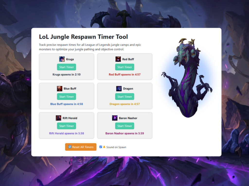 LoL Jungle Monsters Overview Table - League of Legends Tools