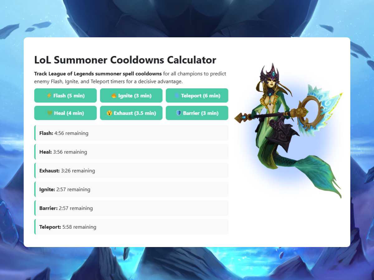LoL Summoner Cooldowns Timer Tool - League of Legends Tools